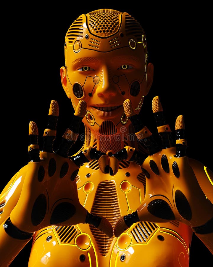 Cyborg dancing in the dark stock illustration. Illustration of black ...