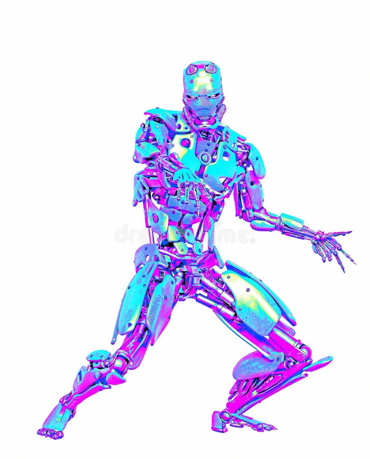 Cyborg is dancing hiphop stock illustration. Illustration of future ...