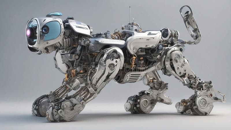 Cyborg Dog, Cute Future Robot Pet Ai Created Stock Illustration ...
