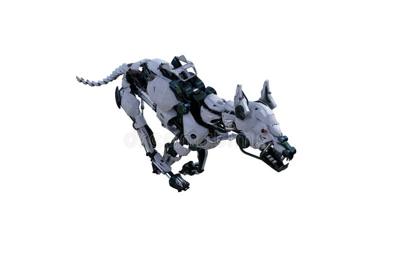 Cyborg Dog with Different Poses for Using a Collage. Stock Illustration ...