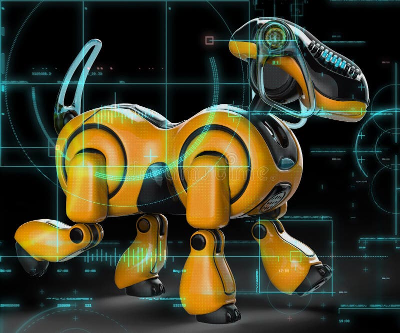 Cyborg dog on hi tech way stock illustration. Illustration of animal ...
