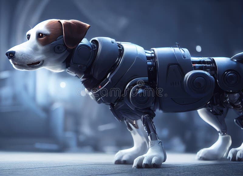 A Cyborg Dog, Sci Fi 3d Illustration, Ai Generated Image Stock ...