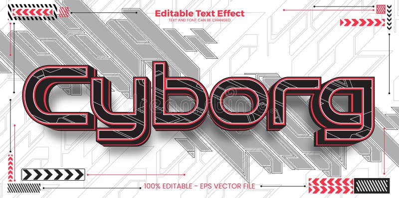 Cyborg Editable Text Effect in Modern Cyber Trend Style Stock Vector ...