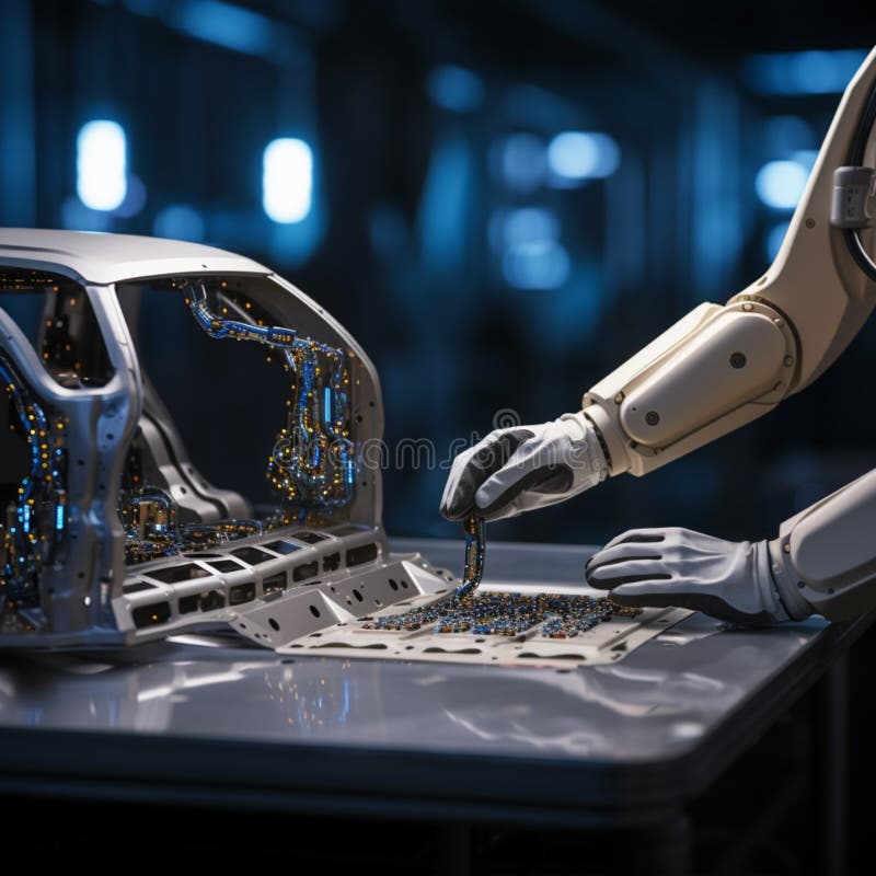 Cyborg Engineering Robotic AI Control Hand in Car Production Rendering ...