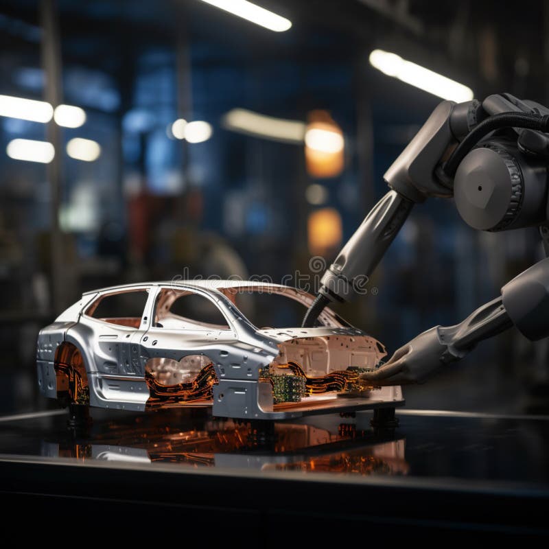 Cyborg Engineering Robotic AI Control Hand in Car Production Rendering ...