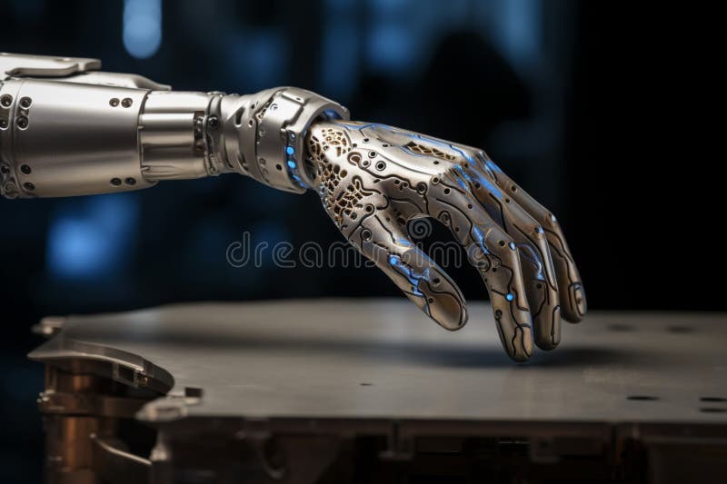 Cyborg Engineering Robotic AI Control Hand in Car Production Rendering ...