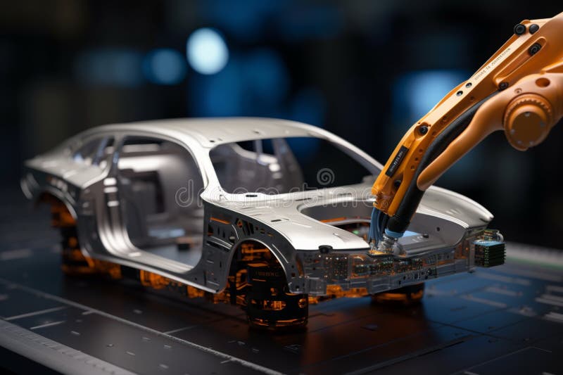 Cyborg Engineering Robotic AI Control Hand in Car Production Rendering ...