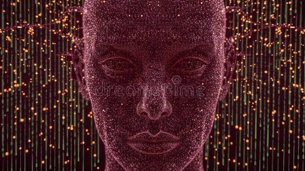 Cyborg Face Made of Binary Code Technology Stock Illustration ...