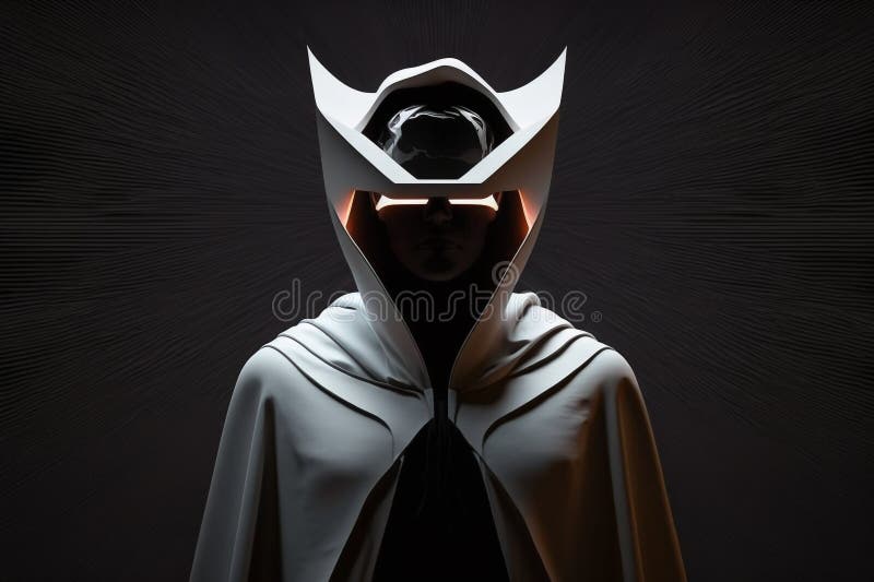 Cyborg in a Face Mask and White Black White Art Illustration Generative ...