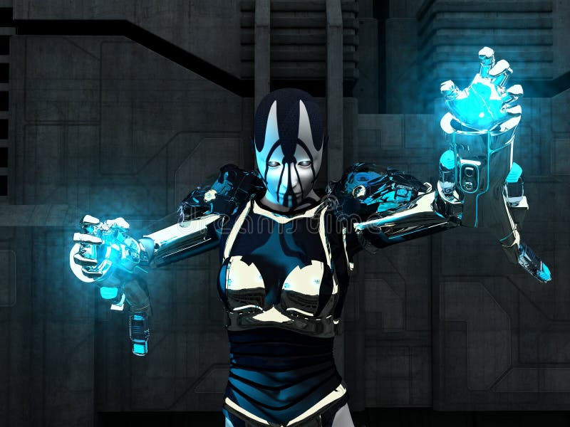 Cyborg female stock illustration. Illustration of attractive - 9923886