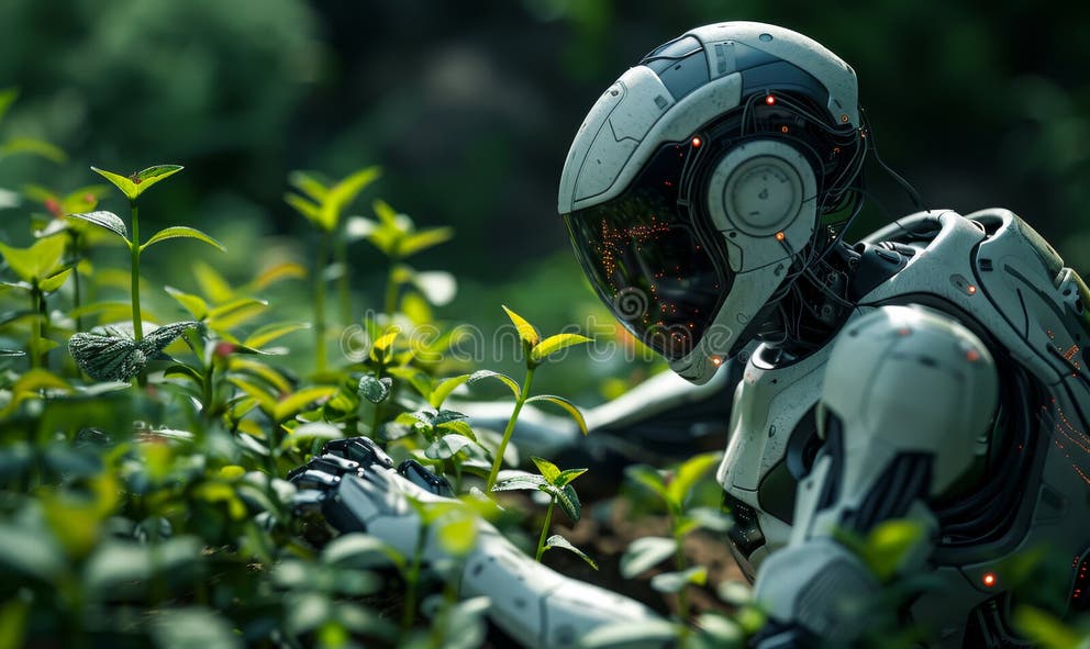 Cyborg Female is Planting Tree Stock Image - Image of cutter, growth ...