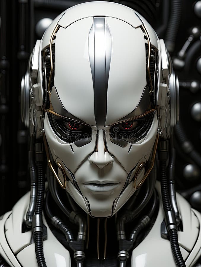 Cyborg Futuristic with Connections and Technology Background. Stock ...