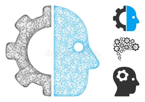 Cyborg Gear Polygonal Web Vector Mesh Illustration Stock Vector ...