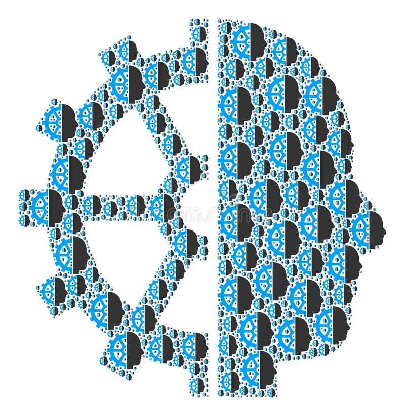 Cyborg Gear Recursion Collage of Itself Icons Stock Vector ...