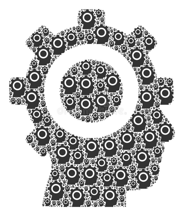 Cyborg Gear Recursion Collage of Itself Items Stock Vector ...