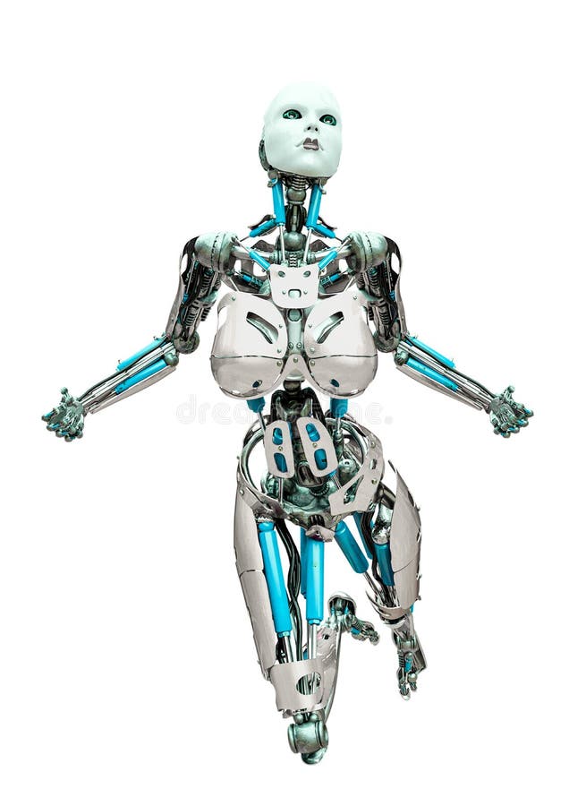 Cyborg Girl Comic Pose Three Stock Illustration - Illustration of ...
