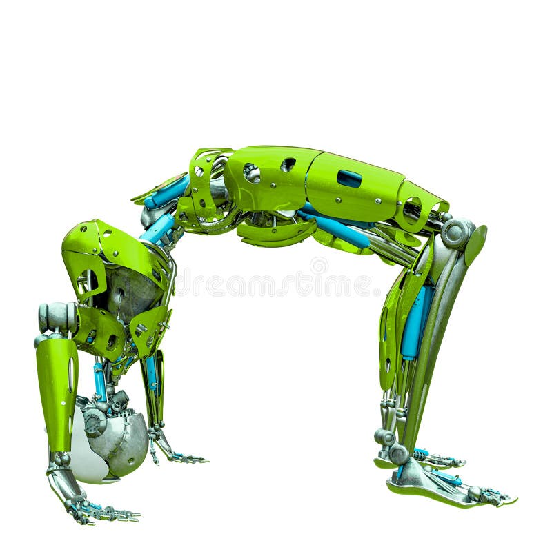 Cyborg Girl Doing a Arc Pose Stock Illustration - Illustration of ...