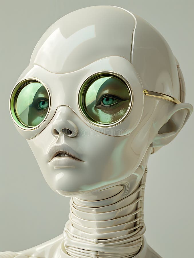 Cyborg with Green Hightech Glasses Symbolizes Advanced Technology Stock ...