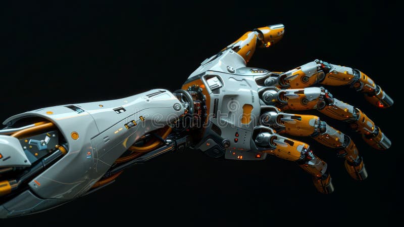 Cyborg Hand on Black Background . a Robotic Arm Stock Image - Image of ...