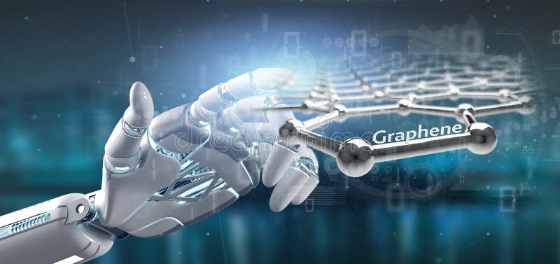 Cyborg Hand Holding a Graphene Structure - 3d Rendering Stock ...