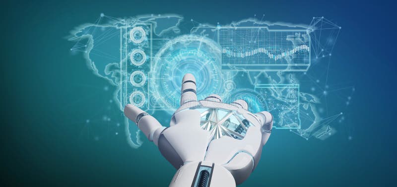 Cyborg Hand Holding a Technology Interface 3d Rendering Stock ...