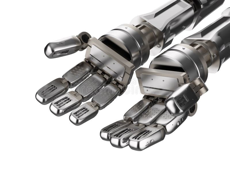Cyborg hand open or extend stock illustration. Illustration of fiction ...