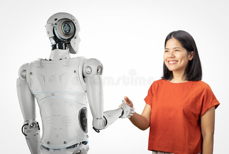 Cyborg Hand Shake with Human Stock Image - Image of friendship ...