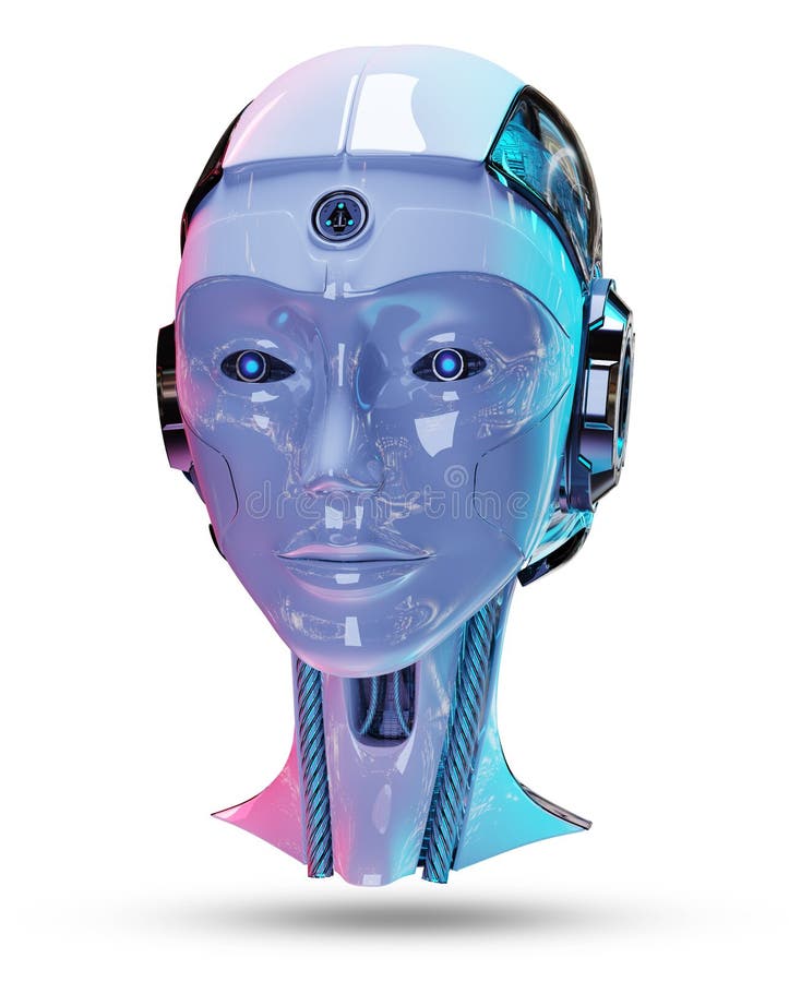 Cyborg Head Artificial Intelligence 3D Rendering Stock Illustration ...