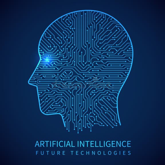 Cyborg Head with Circuit Board Inside. Artificial Intelligence of ...