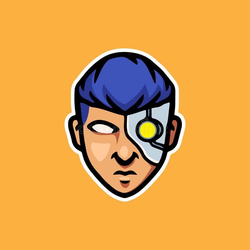 Cyborg Head Mascot Logo Design Stock Illustration - Illustration of ...