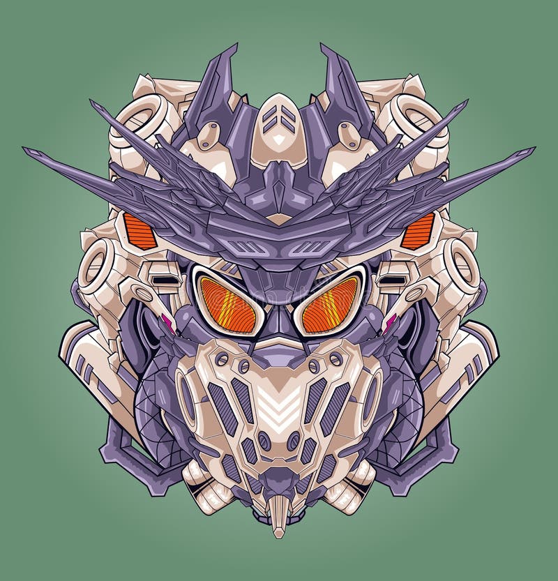 Cyborg Head Vector Illustration Stock Illustration - Illustration of ...