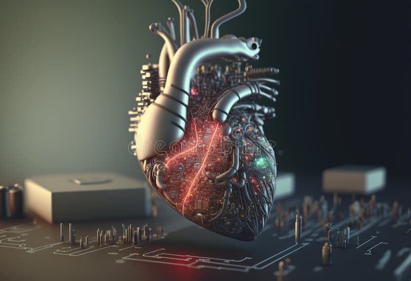 Cyborg Heart. Generative AI Stock Illustration - Illustration of ...