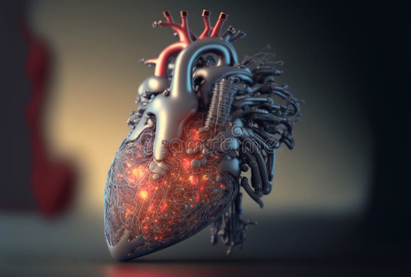 Cyborg Heart. Generative AI Stock Illustration - Illustration of ...