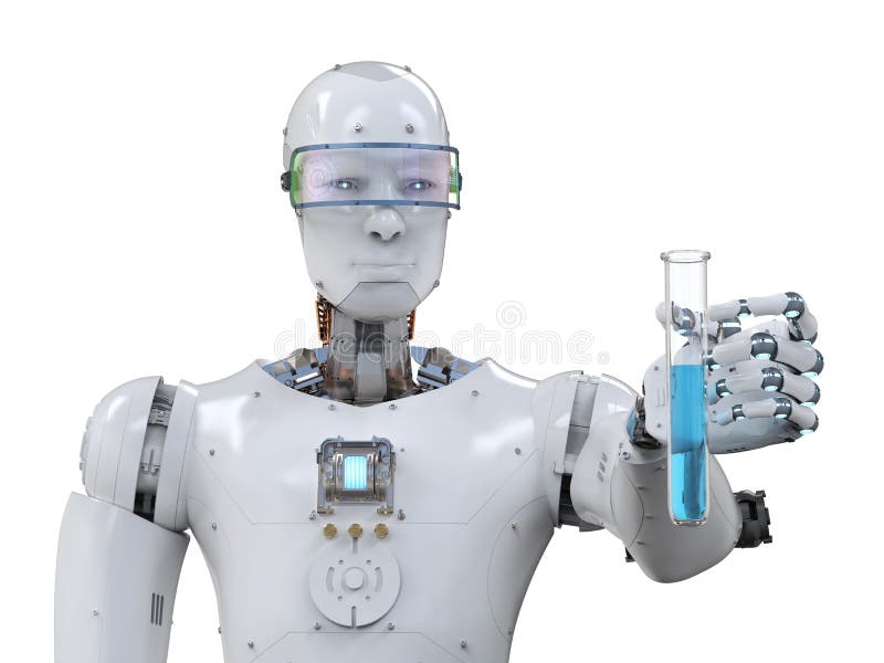 Cyborg holding cpu chip stock illustration. Illustration of palm ...