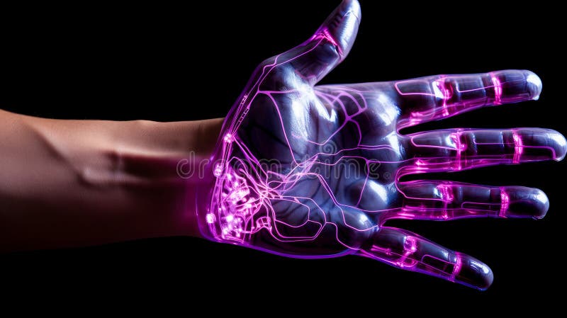 Cyborg Human Robot Arm in Futuristic Style Stock Image - Image of mesh ...
