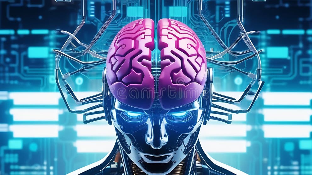 Cyborg, Humanoid Robot with AI Brain. BCI Chip, Human Engineering ...