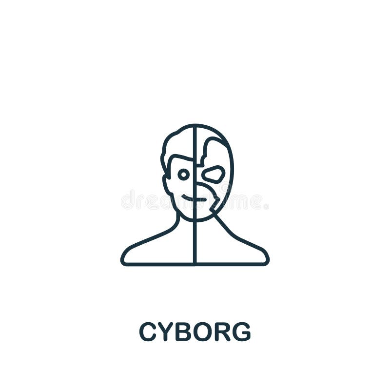 Cyborg Icon. Monochrome Simple Line Future Technology Icon for ...