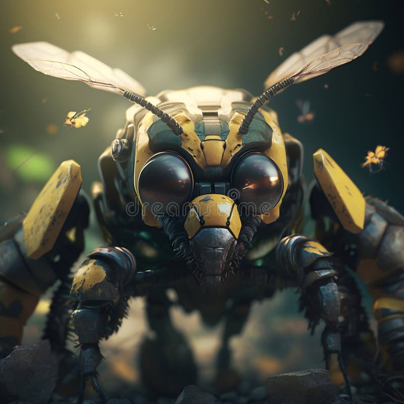 Cyborg killer bee stock illustration. Illustration of killer - 279951611