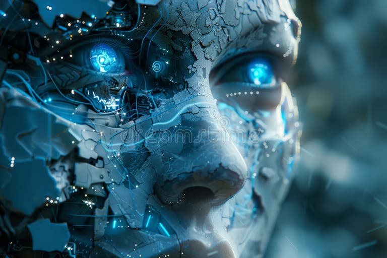 Cyborg-like AI Entity, with a Blend of Mechanical and Organic Elements ...