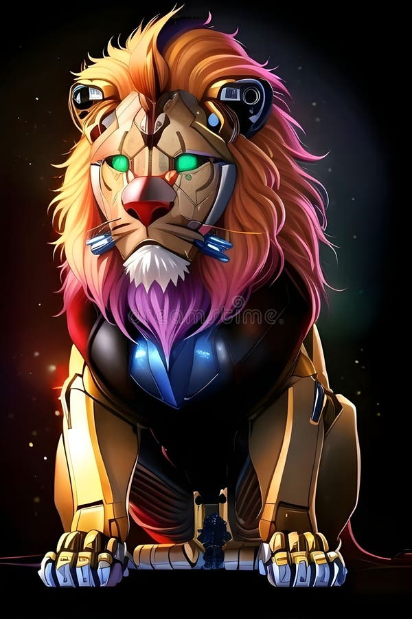 The Cyborg Lion Neon Design AI Model is a Cutting-edge Artificial ...