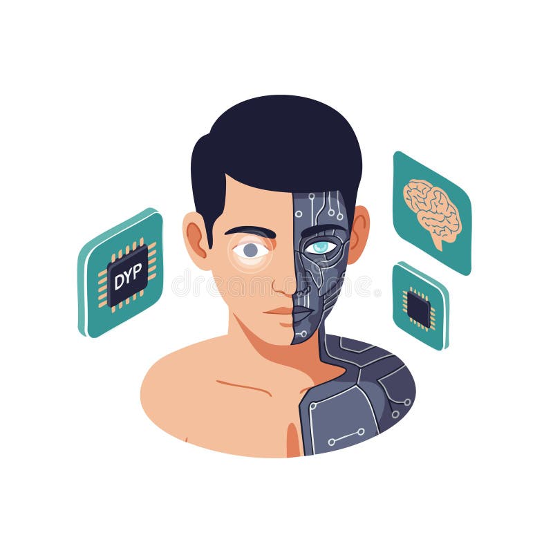 Half Human Half Technology Stock Illustrations – 1,380 Half Human Half ...