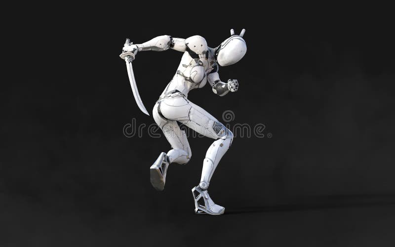 Cyborg Ninja Suit Pose with Clipping Path Stock Illustration ...