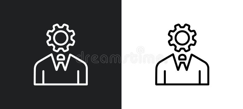 Cyborg Outline Icon in White and Black Colors. Cyborg Flat Vector Icon ...