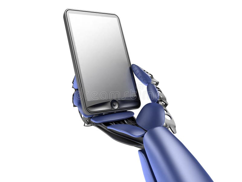 Cyborg with phone stock illustration. Illustration of technology - 20499050