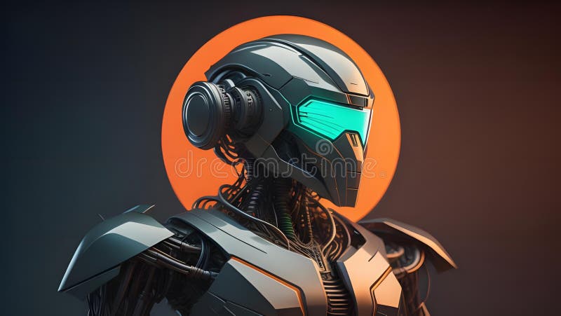 Cyborg with a Protective Mask on His Head. Generative Ai Stock ...