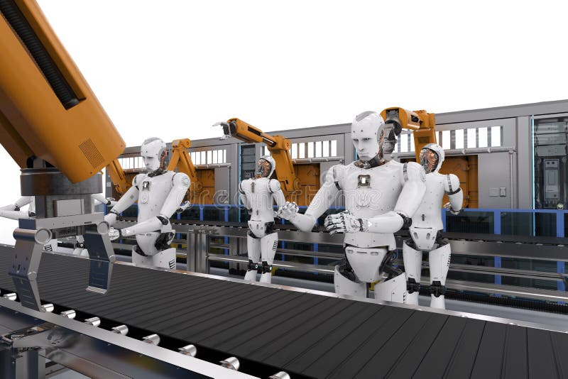 Robot Arm with Conveyor Line Stock Illustration - Illustration of ...