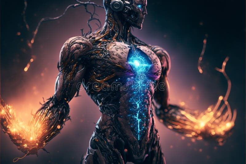 A Cyborg Robot, Blending Human and Machine Elements.Ai Generated Stock ...