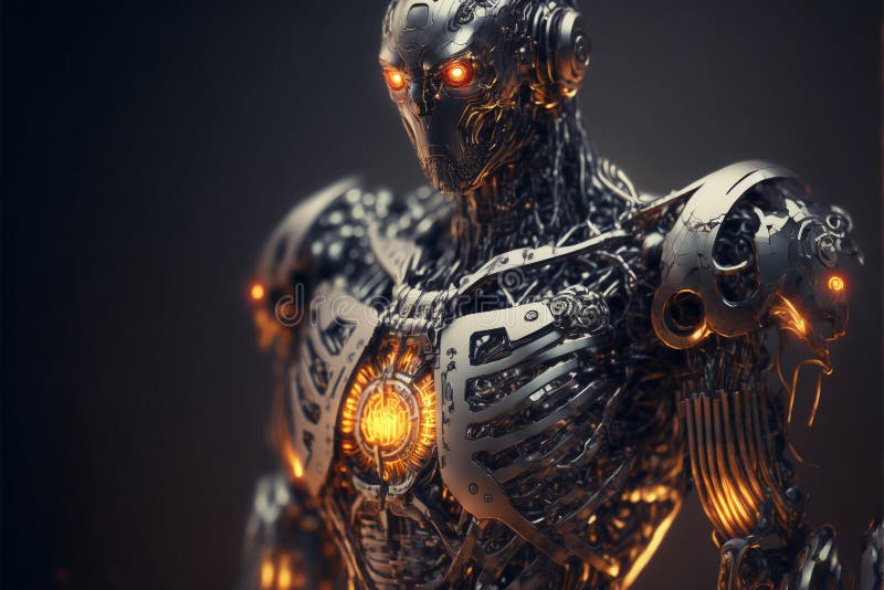 A Cyborg Robot, Blending Human and Machine Elements.Ai Generated Stock ...