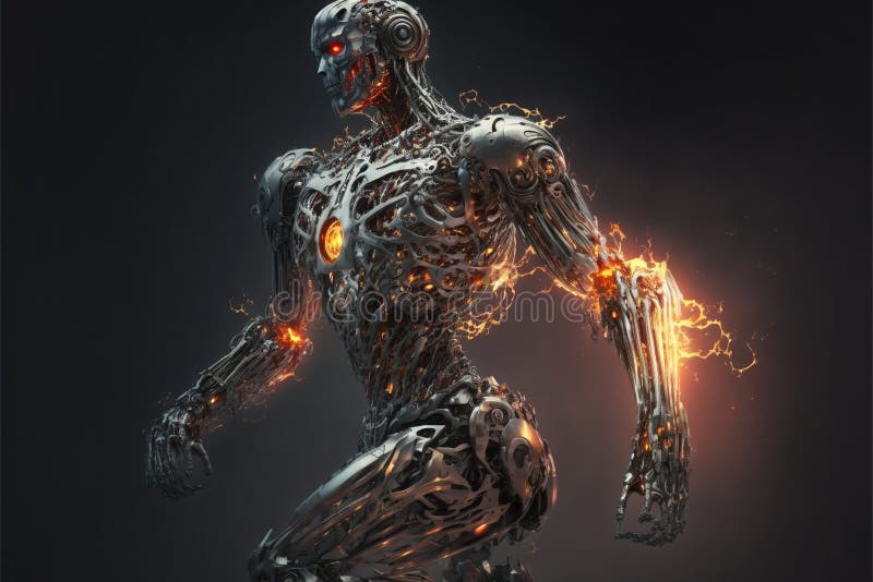 A Cyborg Robot, Blending Human and Machine Elements.Ai Generated Stock ...