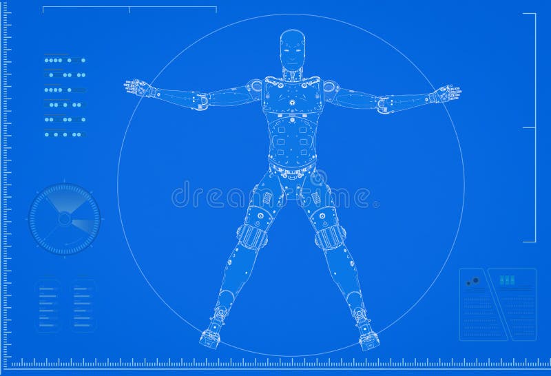 Robotic arm blueprint stock illustration. Illustration of detail ...